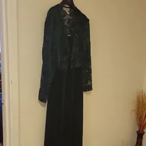 Algo | Dresses | Velour Green Maxi Dress With Jacket | Poshmark
